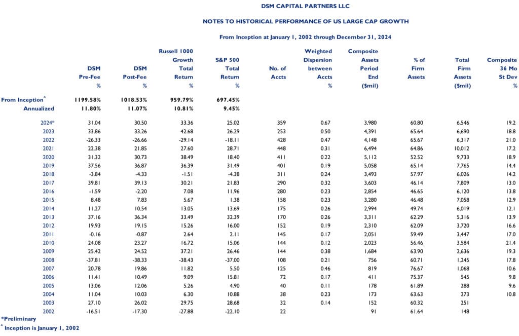 US Large Cap Growth - DSM Capital Partners